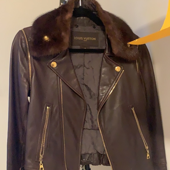 Louis Vuitton | Jackets & Coats | Louis Vuitton Leather Jacket With Fur ...